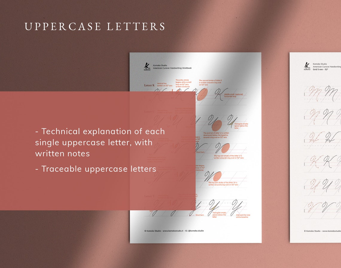 Printable Uppercase Business Cursive Calligraphy Practice Guide ...