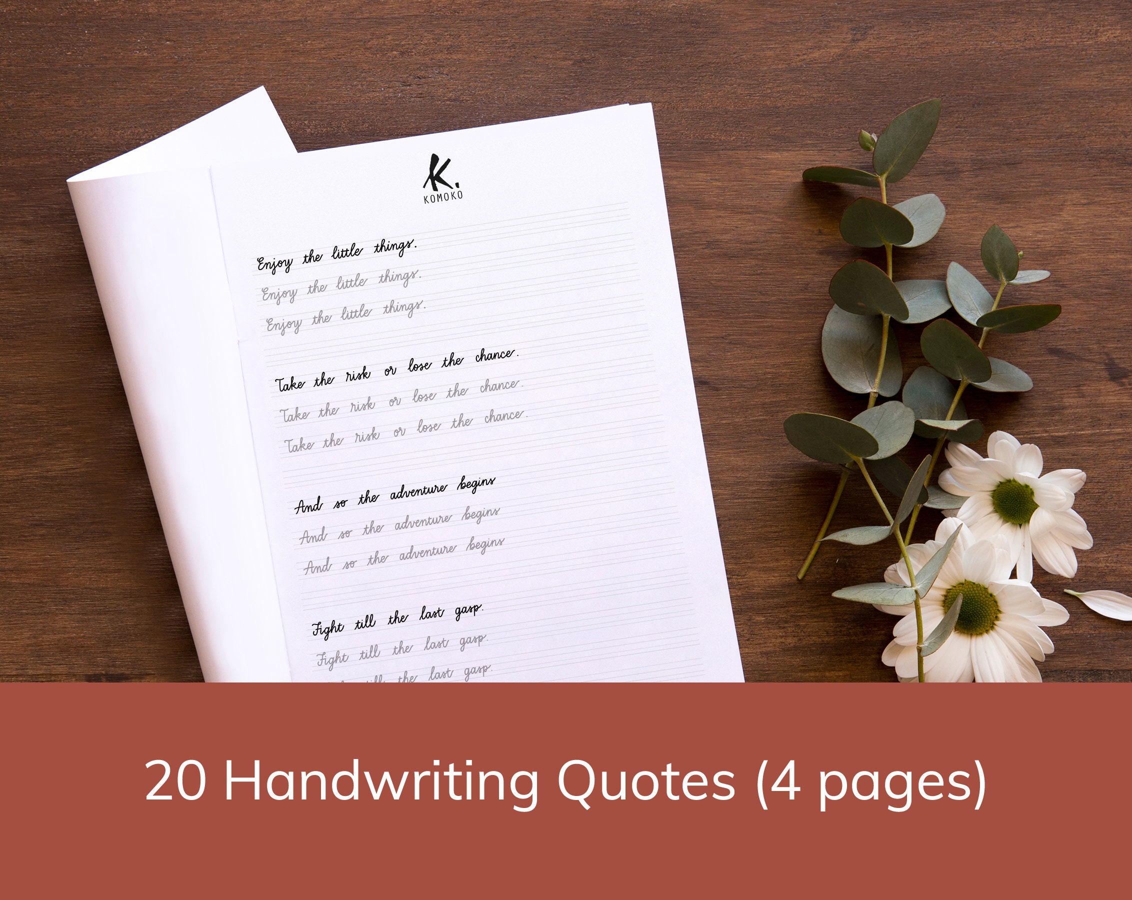 Cursive Writing Practice: Handwritten Calligraphy Workbook (PDF, JPG ...