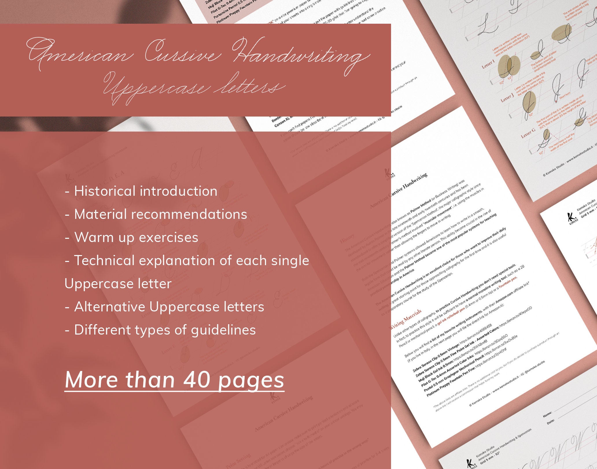 Printable Uppercase Business Cursive Calligraphy Practice Guide ...