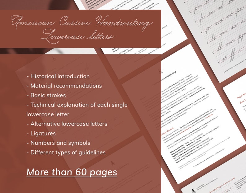 Printable Lowercase Letters & Numbers Business Cursive Calligraphy ...