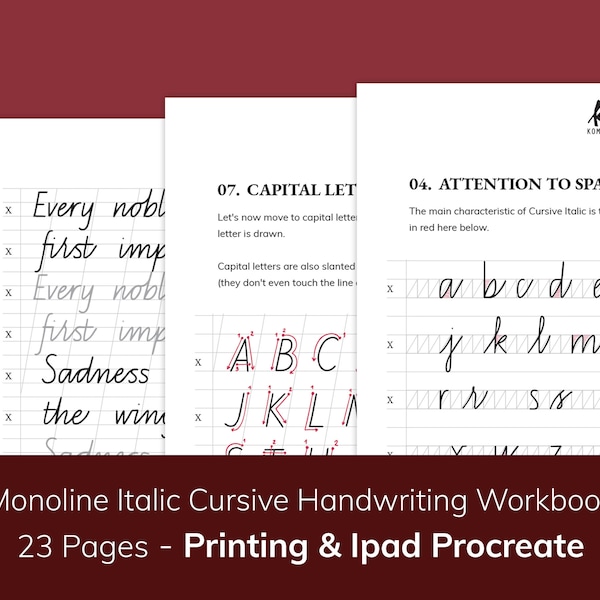 Italic Calligraphy Worksheet - Etsy