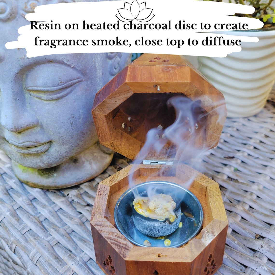 Resin Incense Burner Kit Starter Set, Natural Wood Incense Holder 5.5 ...