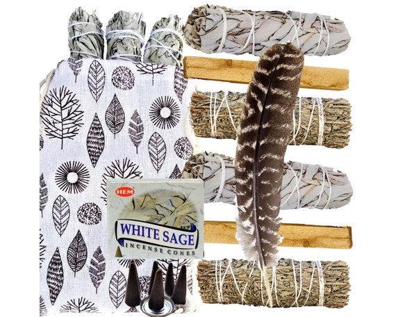 Sage Kit 9 Spiritual Smudge Kit Gifts for Cleansing: White | Etsy