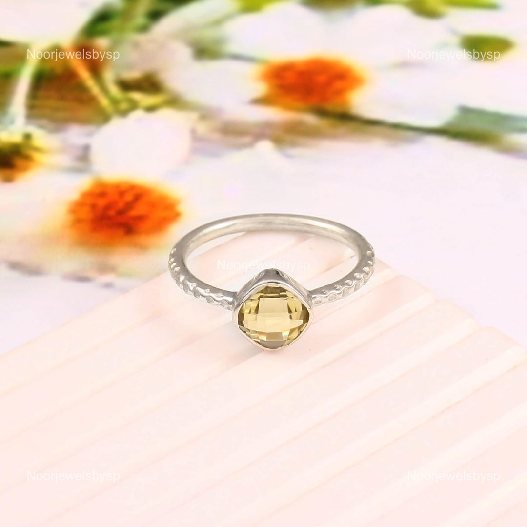 Cushion Cut Citrine Statement Ring, Minimalist Promise Jewellery ...