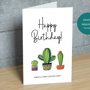 PRINTABLE Fun Potted Cacti Birthday Card Instant Download - Etsy