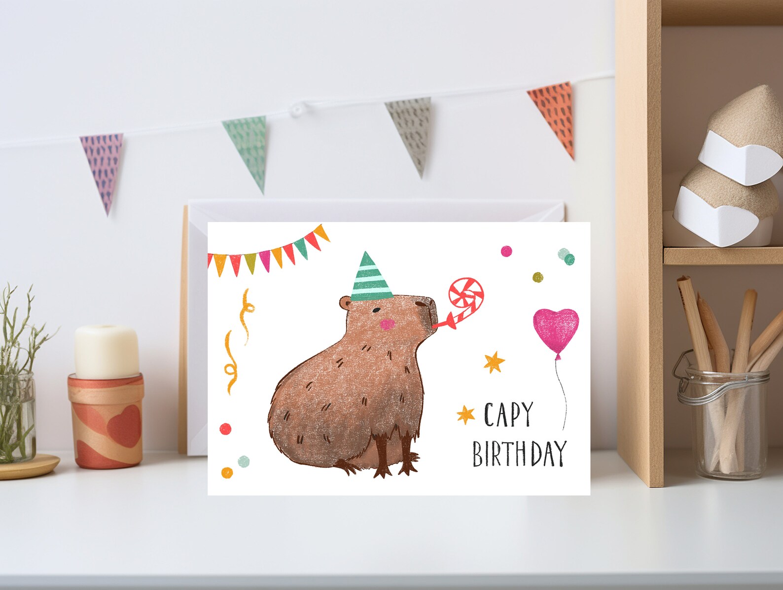 Printable Greeting Card Happy Birthday With Hand Drawn Capybara ...