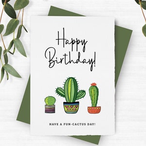 PRINTABLE Fun Potted Cacti Birthday Card Instant Download - Etsy