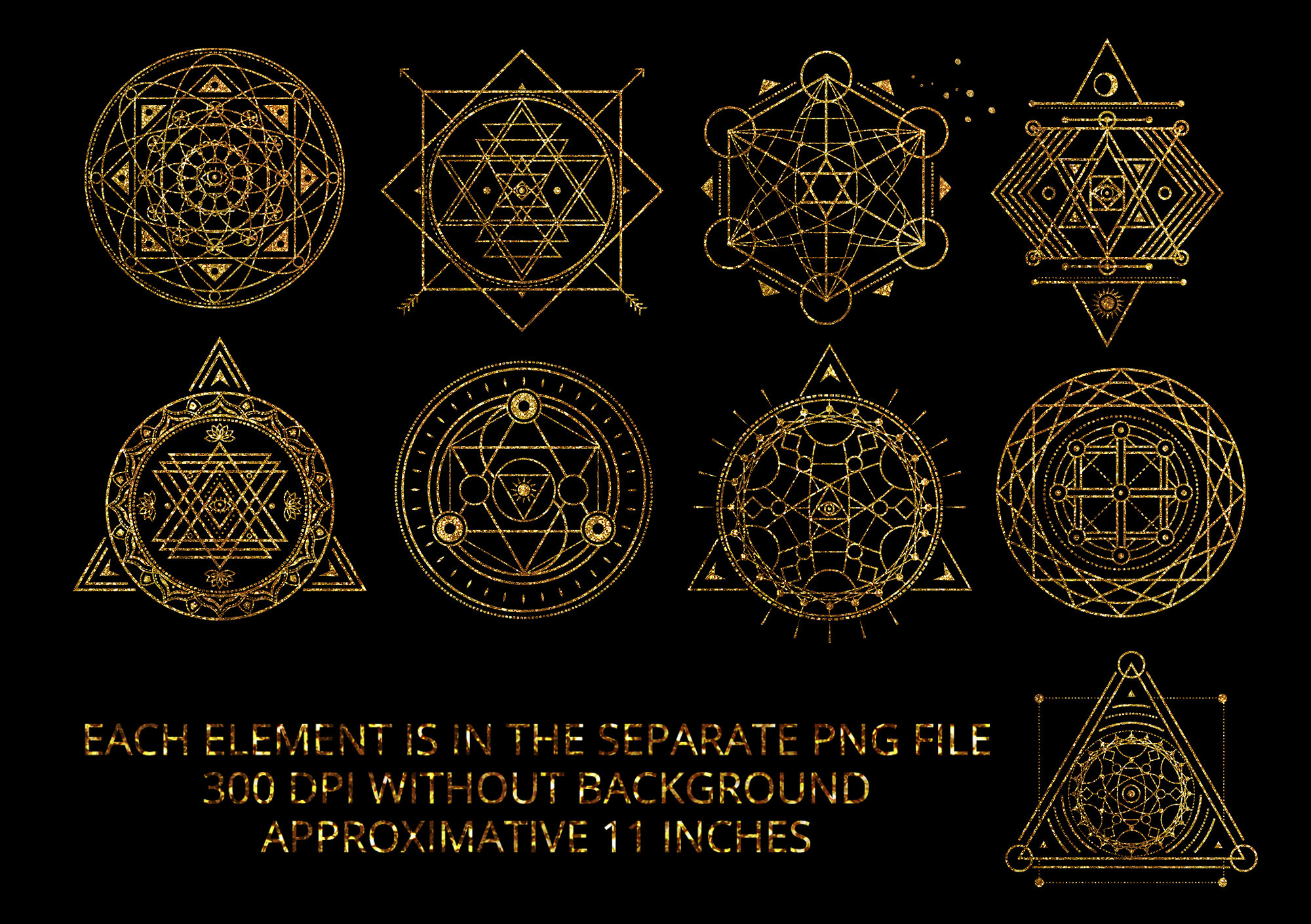 Sacred Geometry Clipart, Mystical Sacred Set, Geometry Alchemy Golden ...