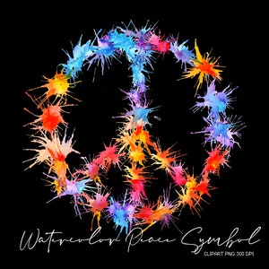World Peace Symbol PNG Watercolor Splash Peace Sign Earth | Etsy
