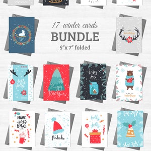 Printable Christmas Card Bundle, Digital Christmas Card Bundle ...