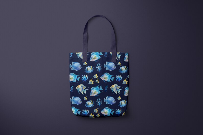 Seamless Ocean Fish Pattern, Png Transparent, Fabric Design, Commercial ...