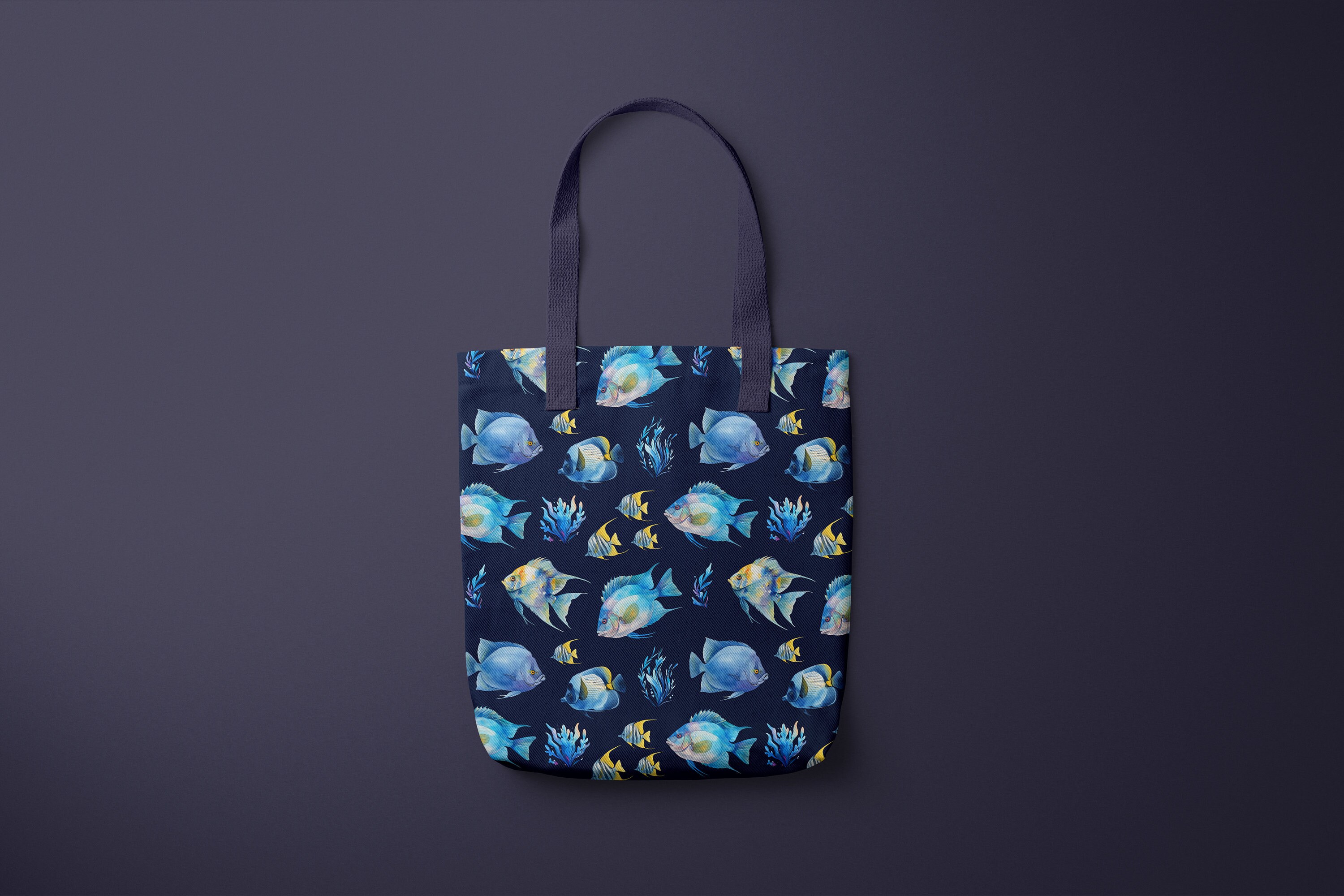 Seamless Ocean Fish Pattern, Png Transparent, Fabric Design, Commercial ...