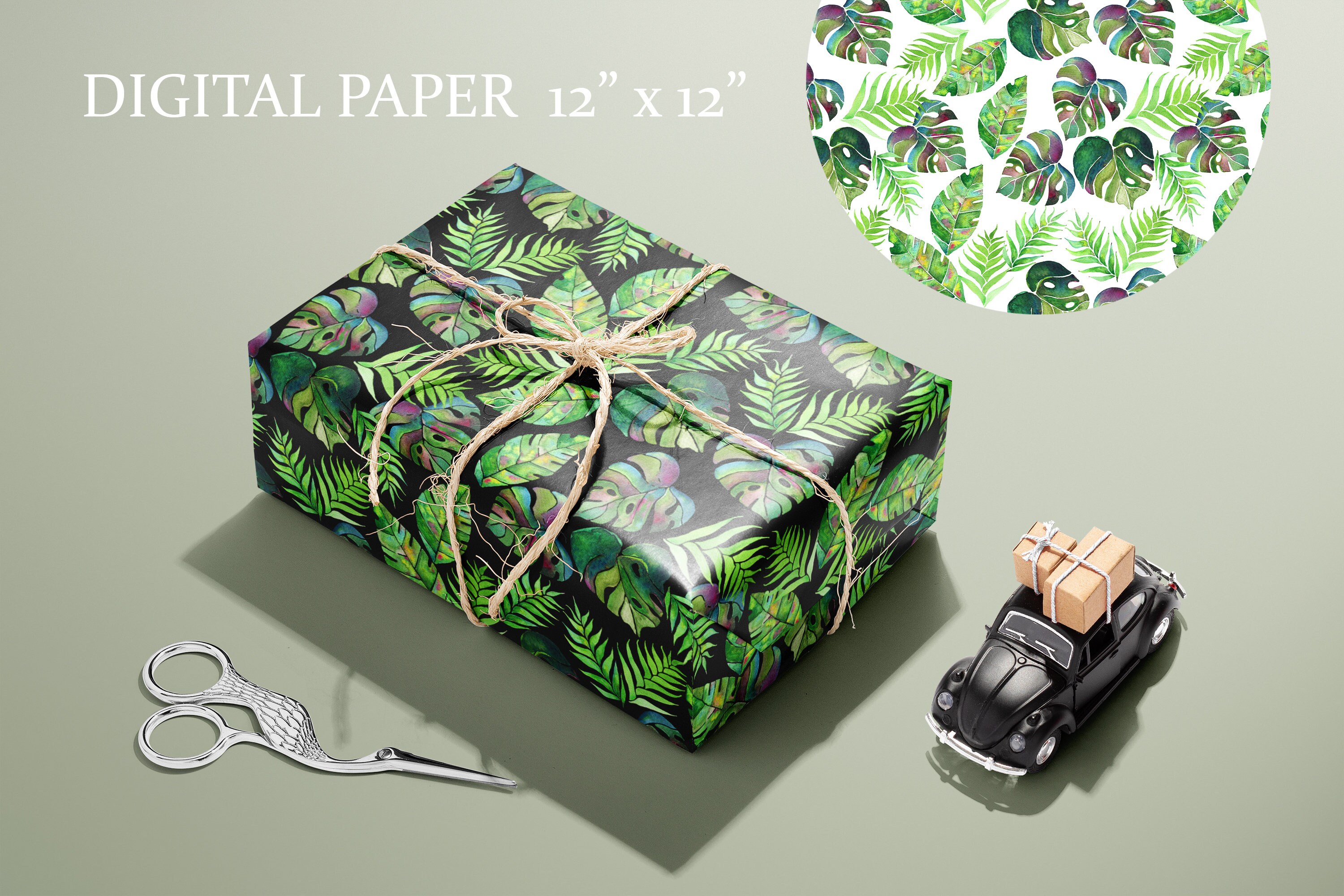 Watercolor Bright Tropical Digital Paper With Monstera Leaves - Etsy