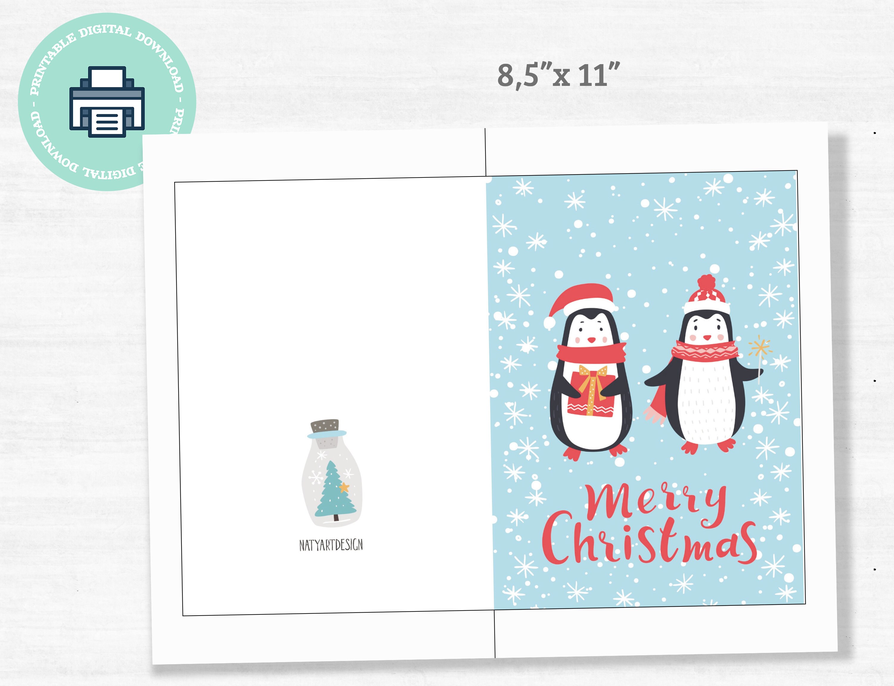 Printable Christmas Card Bundle, Digital Christmas Card Bundle ...