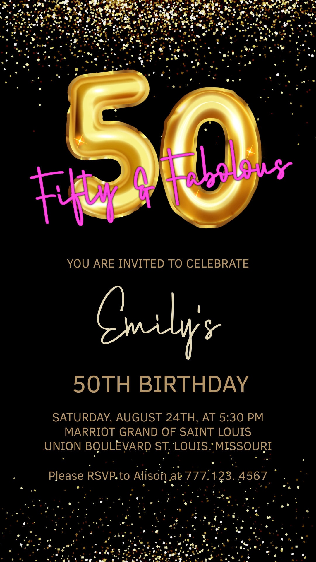 EDITABLE Electronic 50th Birthday Invitation Birthday Evite - Etsy
