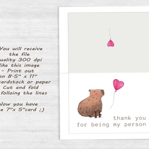 Greeting Printable Capybara Card, Thank You for Being My Person ...