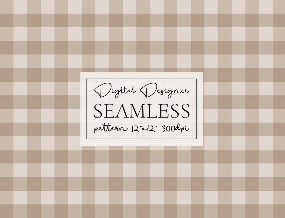 Seamless Beige Gingham Pattern Background, Digital Paper, Instant ...