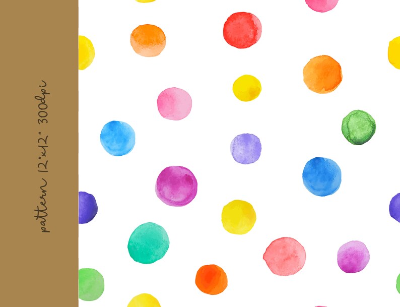 Watercolor Polka Dot Seamless Pattern, Fabric, Commercial License, Non ...
