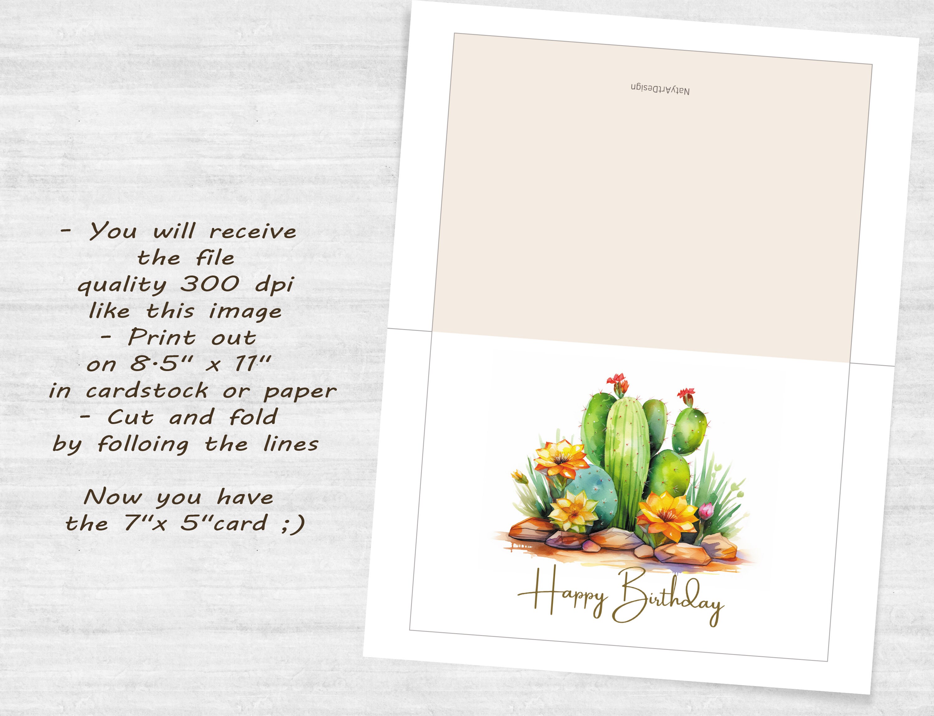 PRINTABLE Watercolor Cacti Birthday Card, Instant Download, Funny Cacti ...