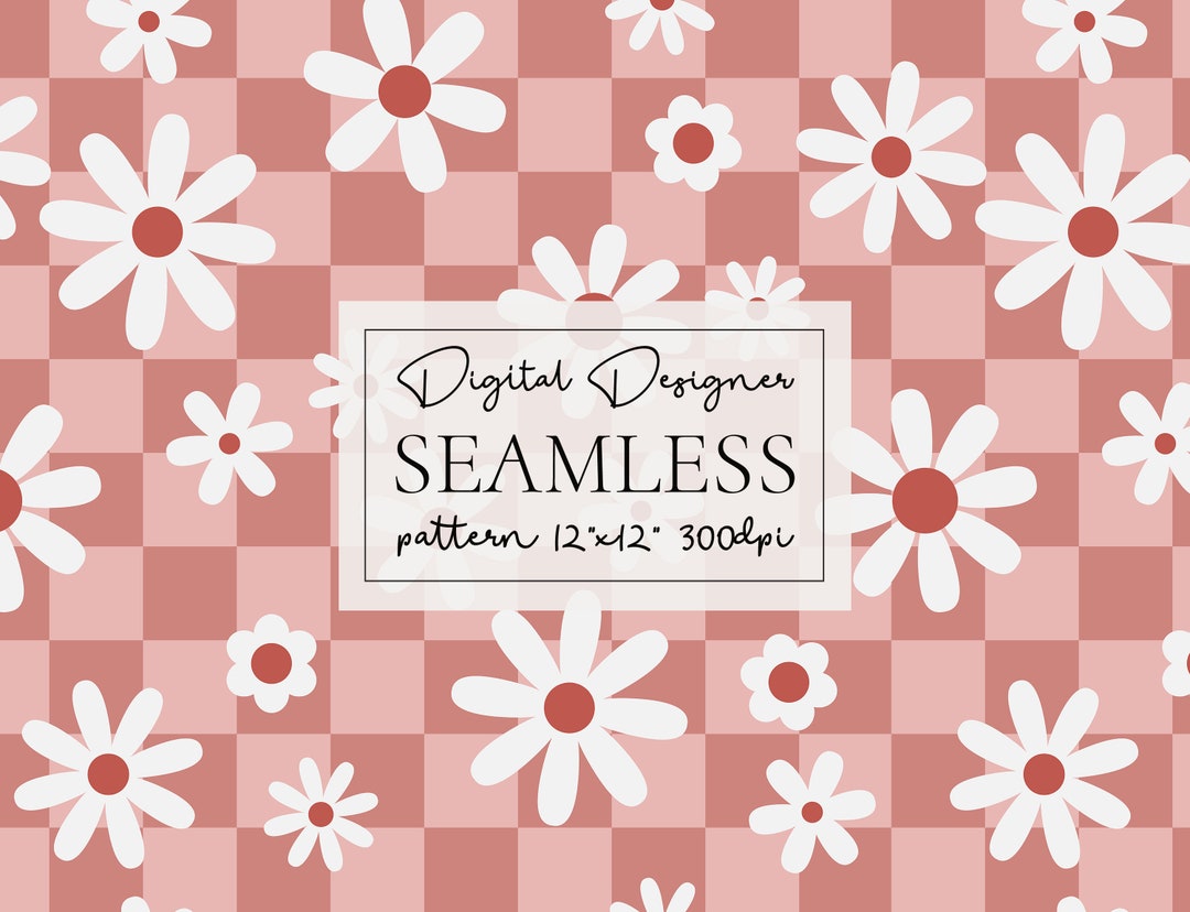 Seamless Checkered Daisy Pattern, Instant Download, Digital Paper, 12x ...