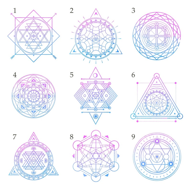 Set of Geometry Mystical Sacred Cliparts. Geometry Alchemy Colored ...