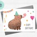 Printable Greeting Card Happy Birthday With Hand Drawn Capybara ...