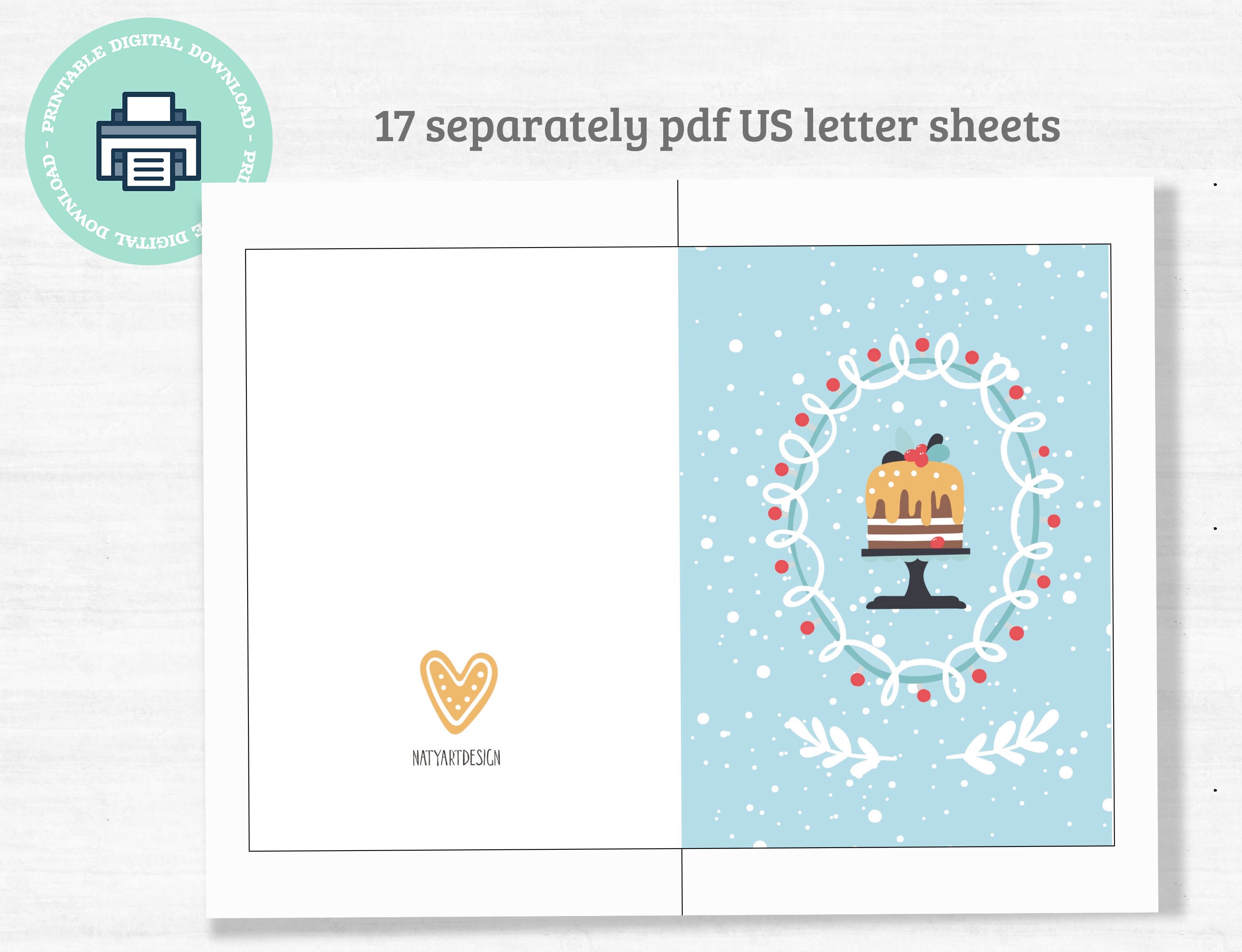Printable Christmas Card Bundle, Digital Christmas Card Bundle ...