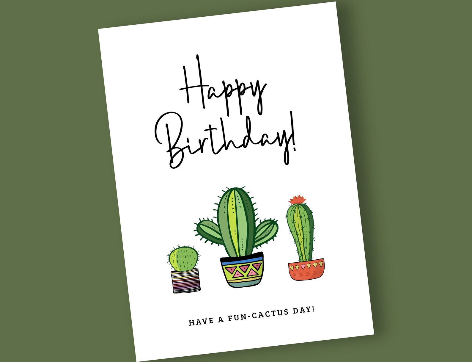 PRINTABLE Fun Potted Cacti Birthday Card Instant Download - Etsy