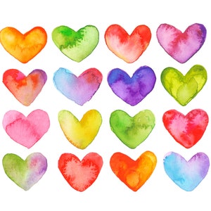Hearts Watercolor Clipart, Hand Painted Heart Watercolor Clip Art ...