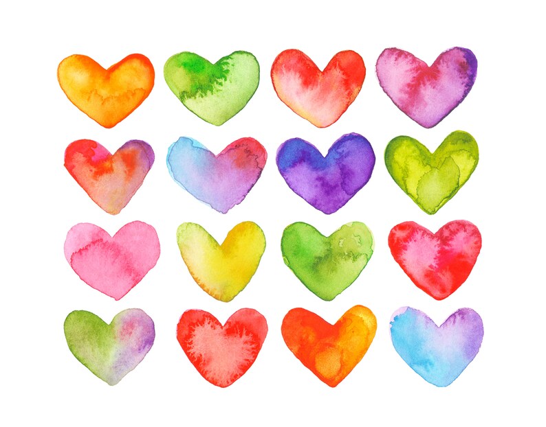 Hearts Watercolor Clipart Hand Painted Heart Watercolor Clip | Etsy