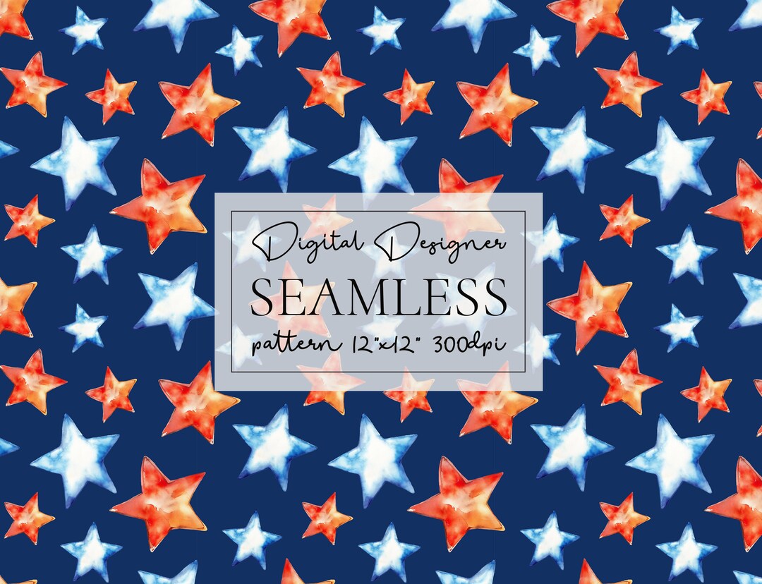 Seamless Patriotic Stars Pattern, Fabric Design, Commercial License ...