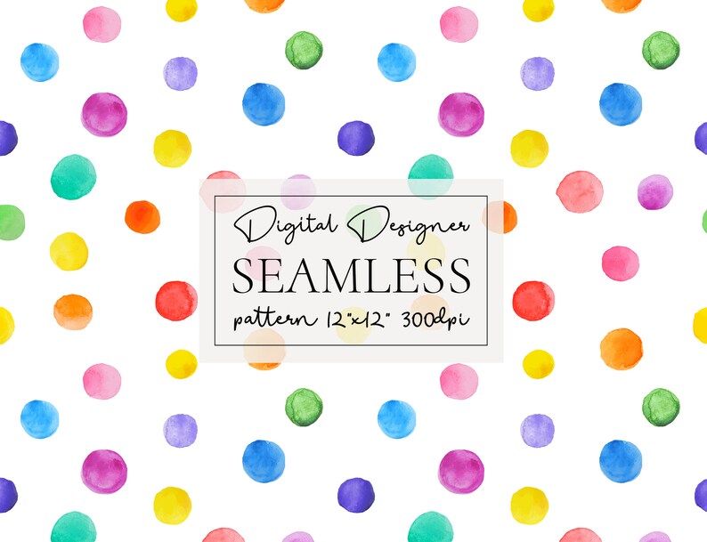 Watercolor Polka Dot Seamless Pattern, Fabric, Commercial License, Non ...