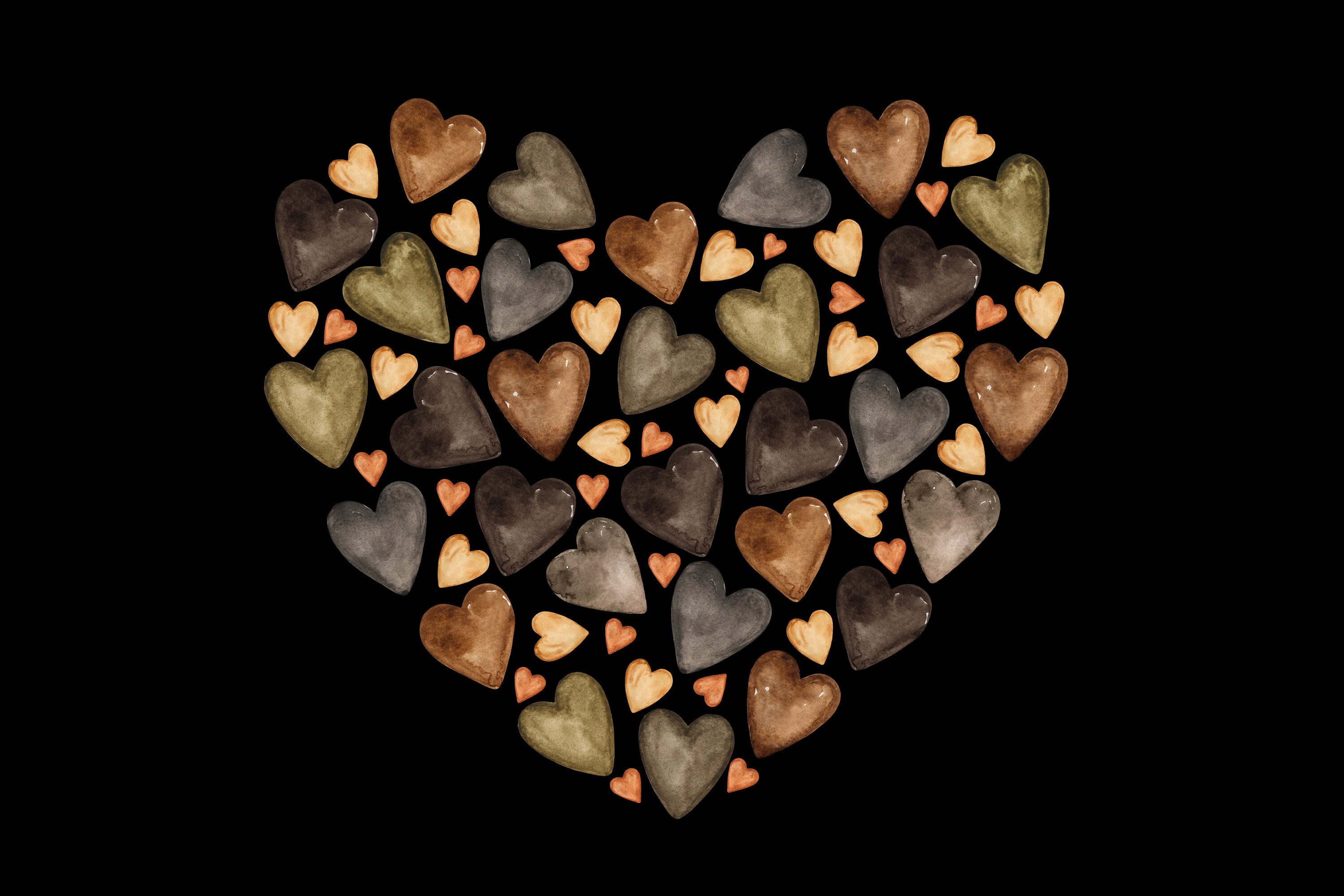 Watercolor Brown Heart Shape Png Clipart Instant Download - Etsy