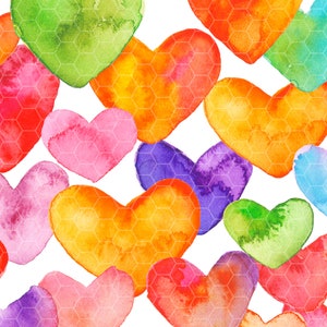 Cute Watercolor Love Shape of Bright Hearts Clipart. Hand Painted ...