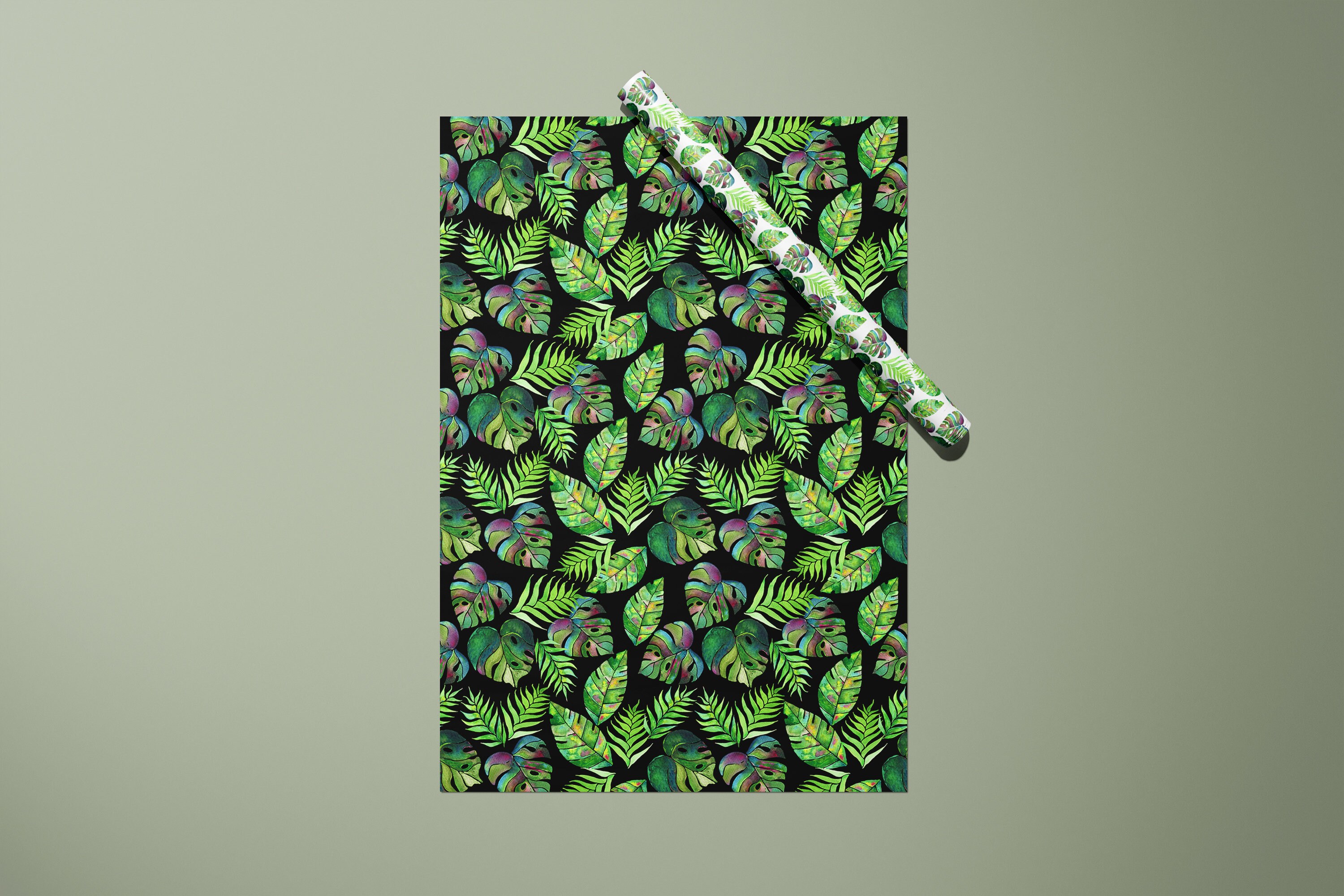 Watercolor Bright Tropical Digital Paper With Monstera Leaves, Summer ...