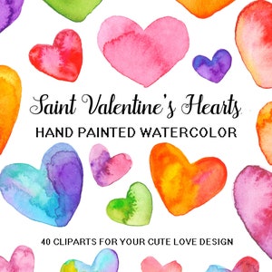 Hearts Watercolor Clipart, Hand Painted Heart Watercolor Clip Art ...