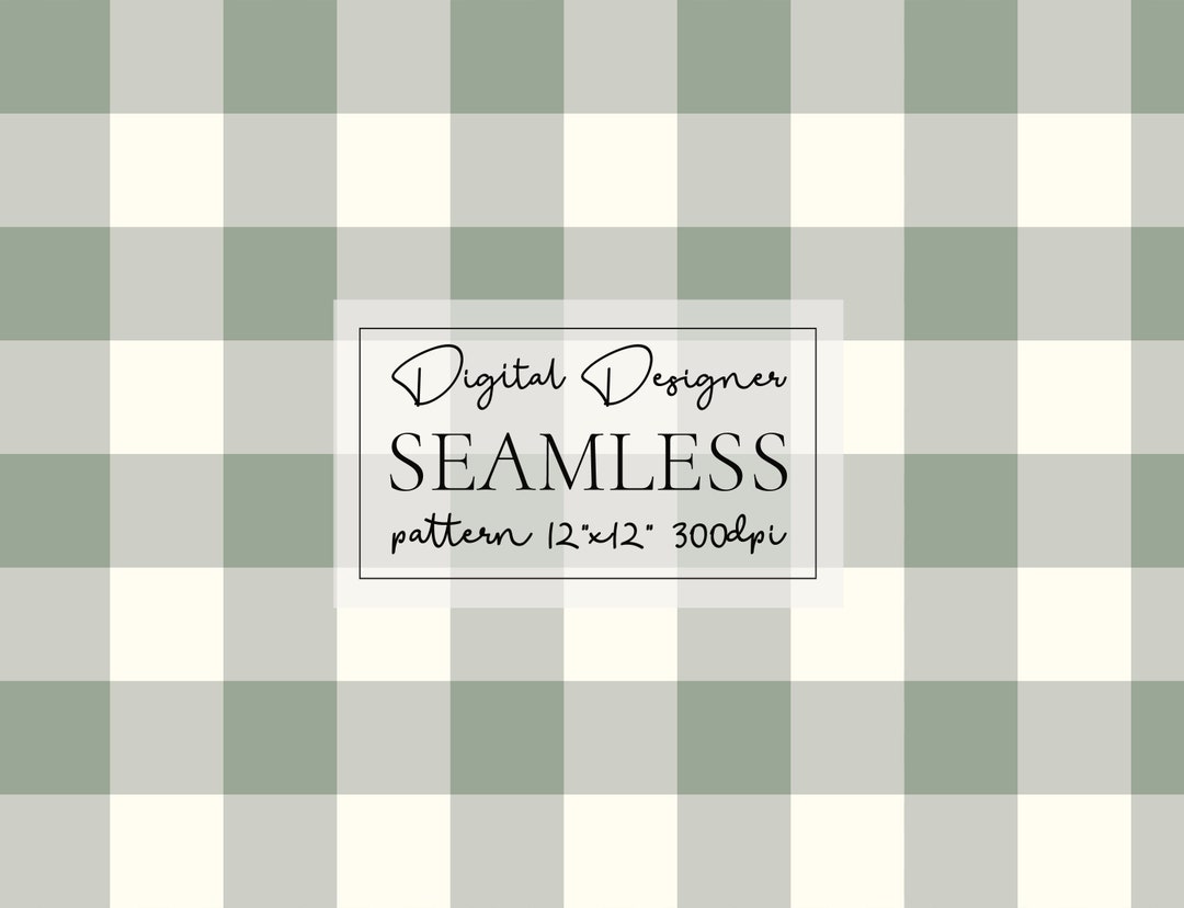 Green Sage Gingham Seamless Check Pattern, Fabric Design, Commercial ...