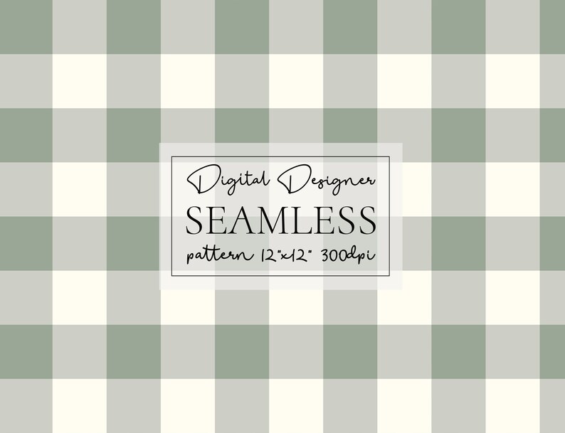 Green Sage Gingham Seamless Check Pattern, Fabric Design, Commercial ...