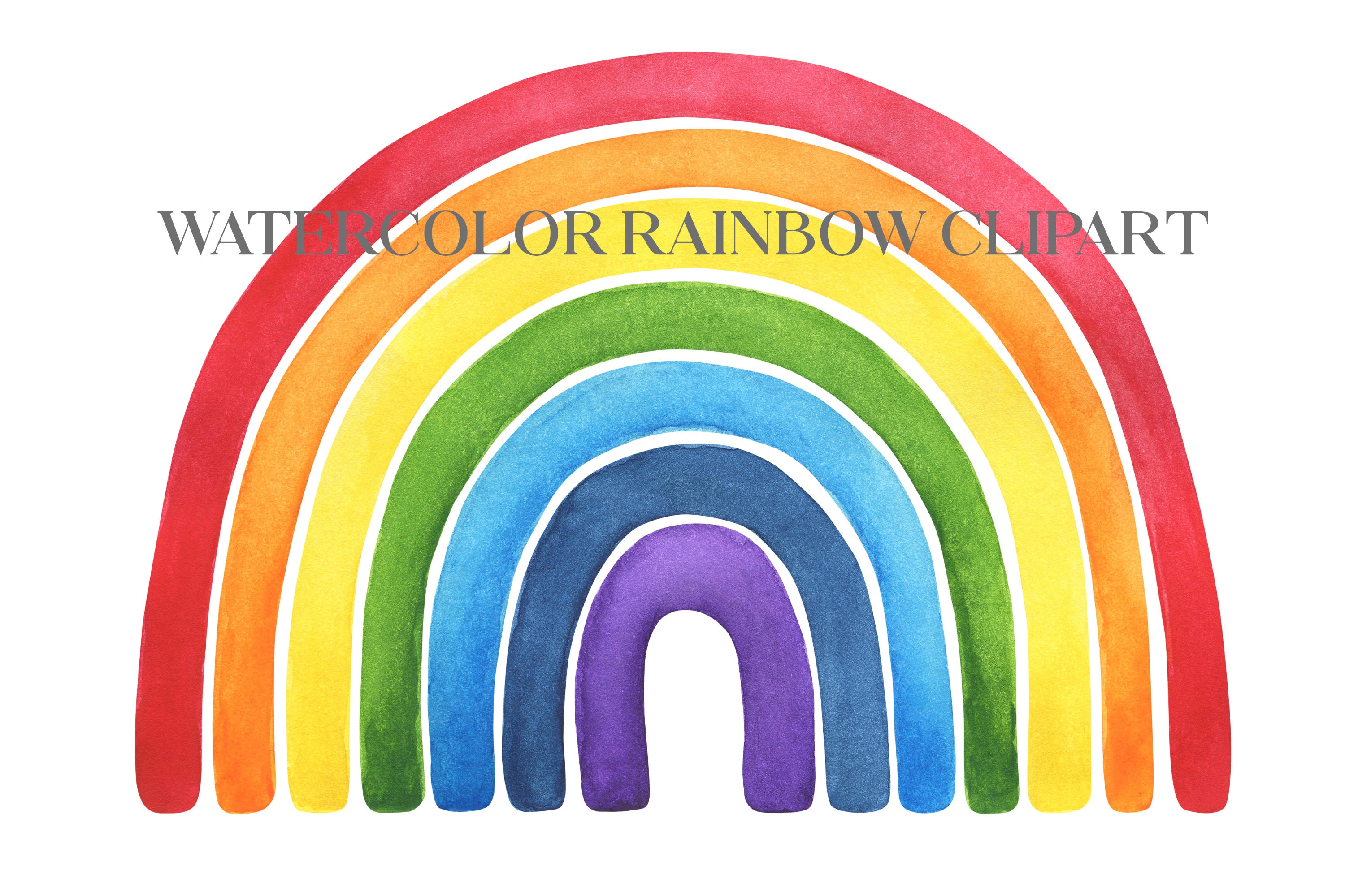 Watercolor Rainbow Clipart PNG Instant Download - Etsy