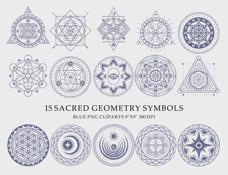 Sacred Geometry Cliparts Set, Collection of Mystical Alchemy Symbols ...