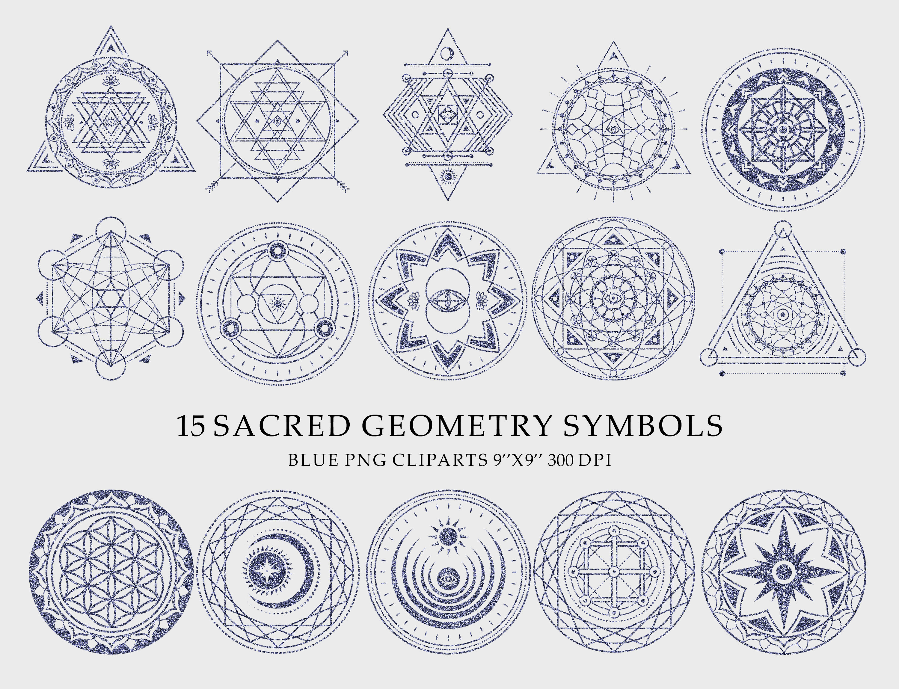 Sacred Geometry Cliparts Set, Collection of Mystical Alchemy Symbols ...