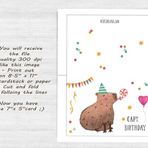 Printable Greeting Card Happy Birthday With Hand Drawn Capybara ...