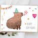 Printable Greeting Card Happy Birthday With Hand Drawn Capybara ...