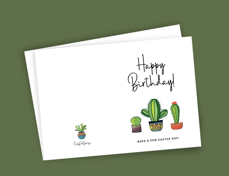 PRINTABLE Fun Potted Cacti Birthday Card Instant Download - Etsy