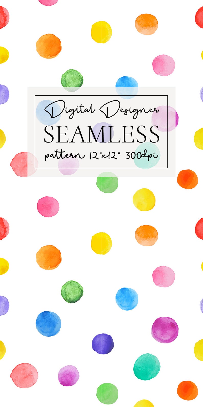 Watercolor Polka Dot Seamless Pattern, Fabric, Commercial License, Non ...