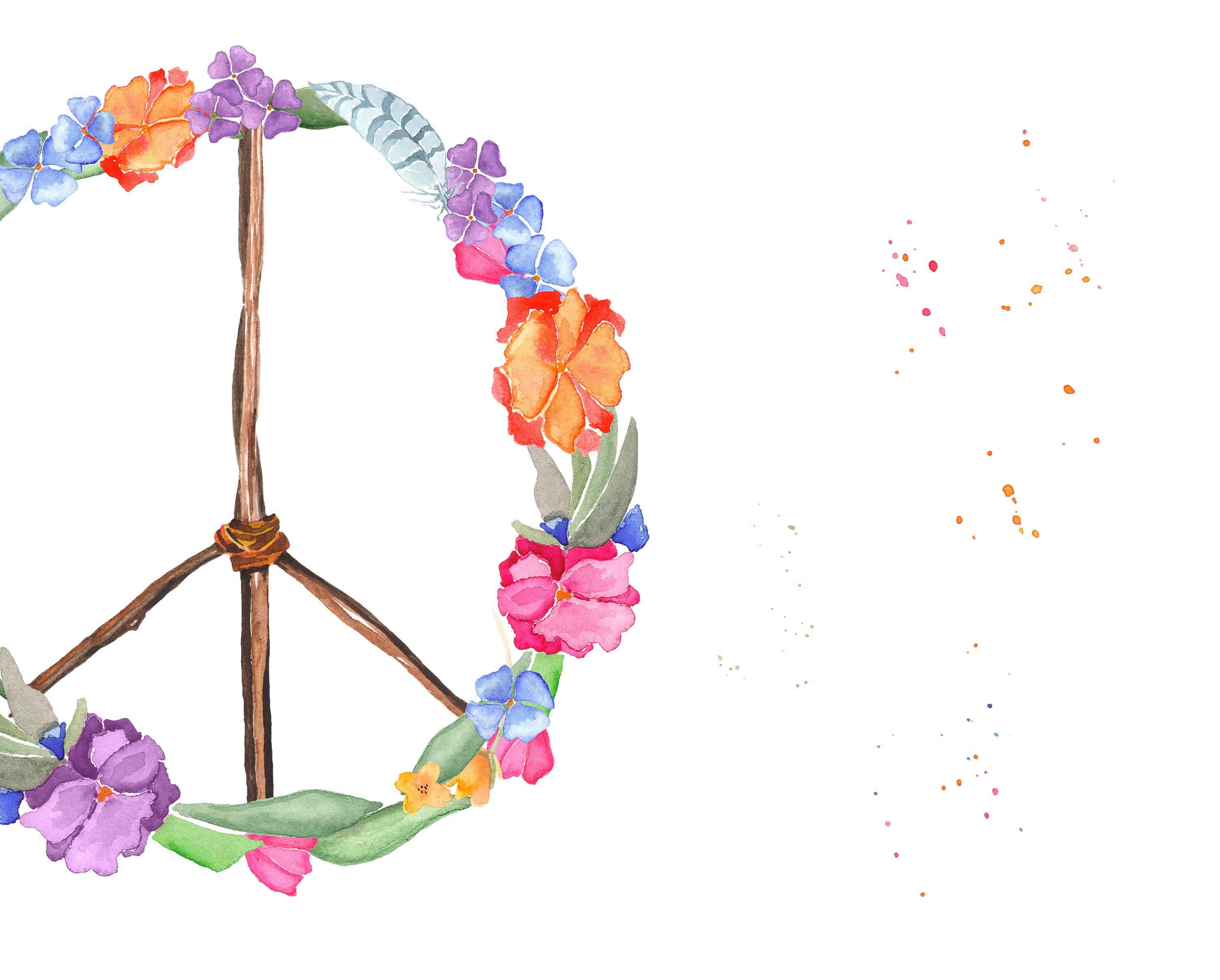World Peace Watercolor Sign PNG Earth PNG Hippie Ladies | Etsy