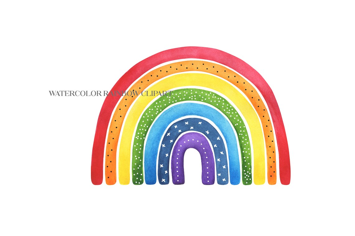 Watercolor Rainbow Clipart PNG Instant Download | Etsy