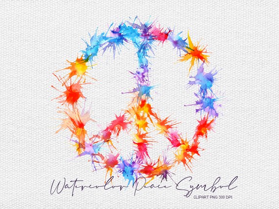 World Peace Symbol PNG Watercolor Splash Peace Sign Earth | Etsy