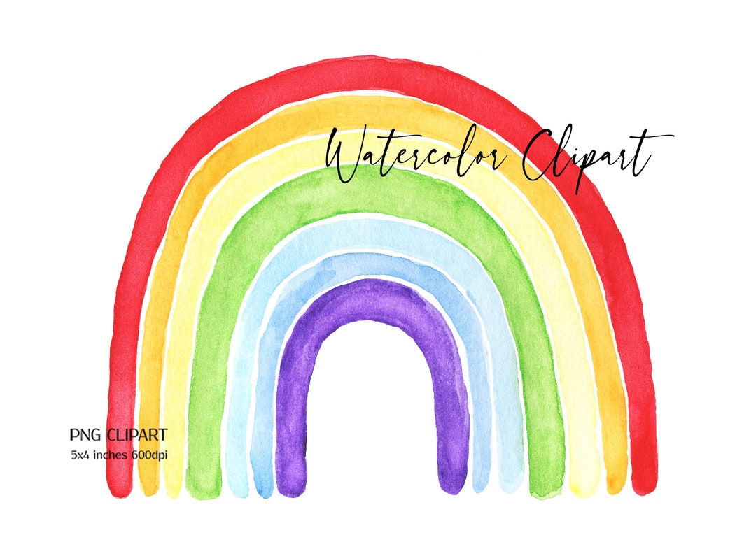 Watercolor PNG Clipart Rainbow / Transparent Background / 600 Dpi - Etsy