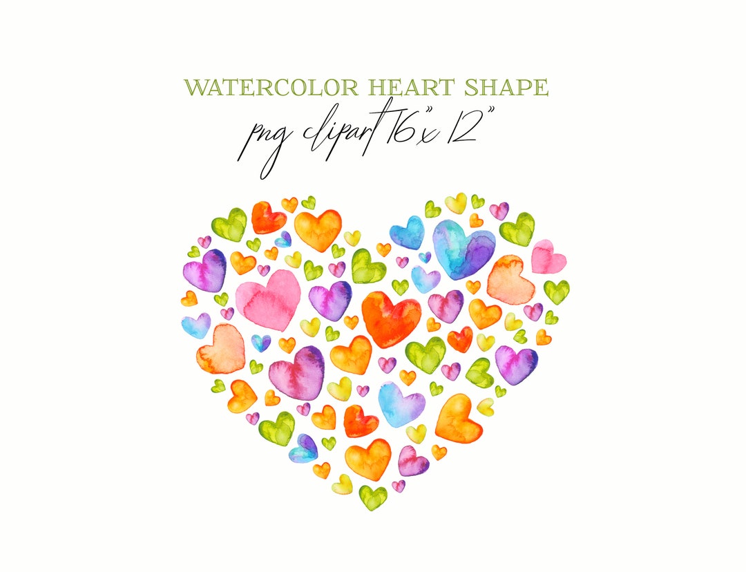 Hearts Watercolor Clipart, Hand Painted Heart Watercolor Shape, Colored ...